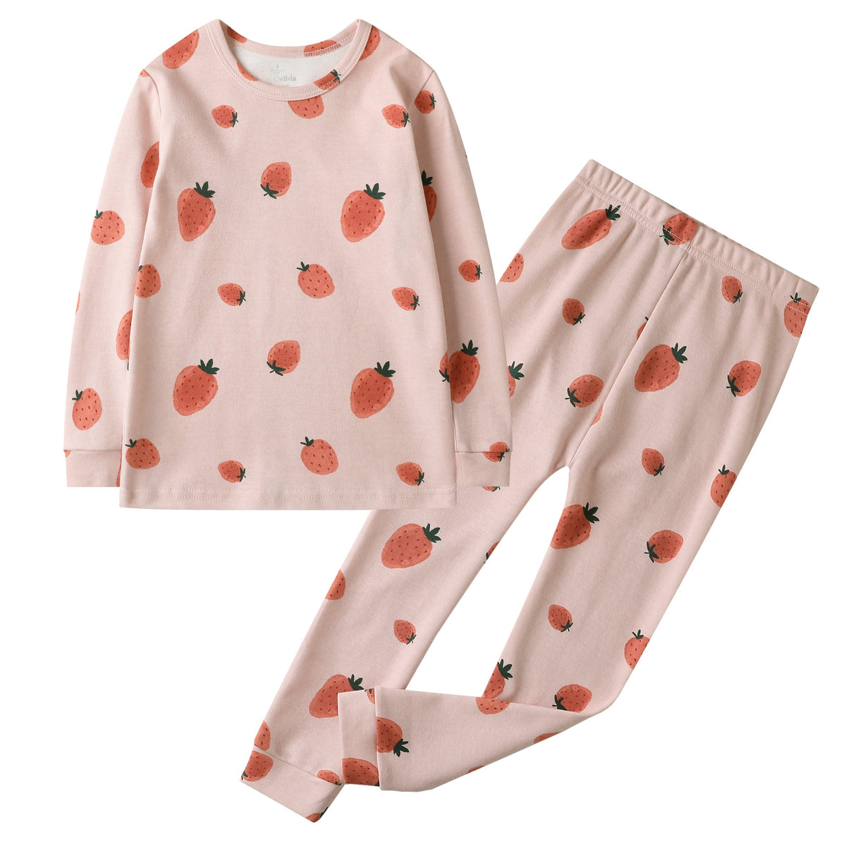 100% Organic Cotton Toddler 2 Piece Pajama Set - Pink Strawberry ...